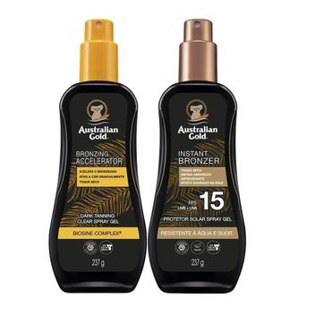 Kit Australian Gold Acel Dark Tanning+Prot Solar Spray Fps15 - Protetor ...