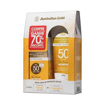Kit australian gold (protetor solar gel creme corporal fps50 200g ...