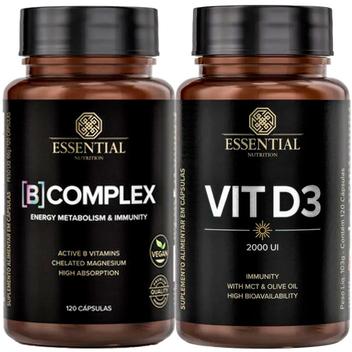 Kit B Complex Vitamina B + Vit D3 2000ui - 120 caps cada - Essential ...