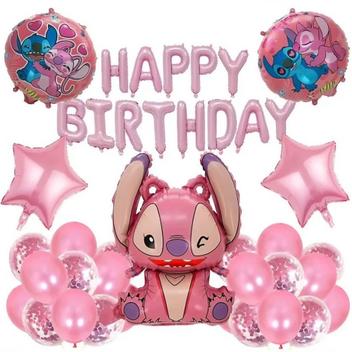 Kit Balão Lilo Stitch Aniversário Bexiga Decoração Festa Azul Rosa ...