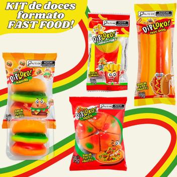 Kit Balas de Gelatina 4 UNIDADES Linha Fast Foods Sabor Tutti Frutti ...