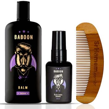 Kit Balm e Óleo Hidratante Para Barba + Pente Curvo Baboon - Shampoo ...