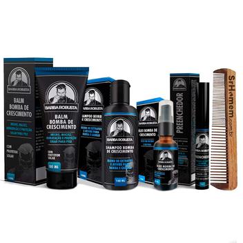Kit Balm Óleo Shampoo Preenchedor Pente Duplo Barba Robusta - Barbearia ...