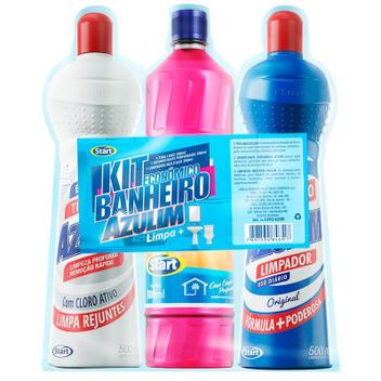 Kit Banheiro AZULIM 3x1 500ml (Desinfetante, Multiuso e Tira Limo ...