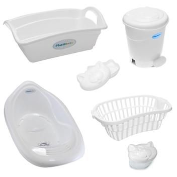 Kit banho bebe banheira + cesto lixeira saboneteira e outros branco ...