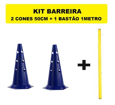 Kit Barreira Regulável com 2 Cones Furados 50 cm e 1 Bastão - VKG ...