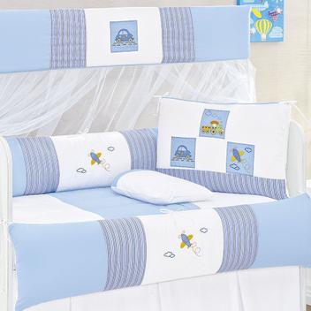 Kit Berço Transporte Baby Azul 100% Algodão 8 Peças - Nicoli Ferri ...