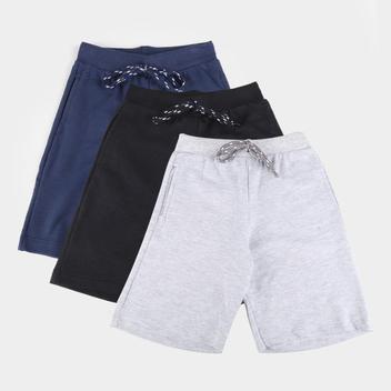 Kit Bermuda Infantil Candy Kids Moletinho Masculino - 3 Peças - Bermuda ...