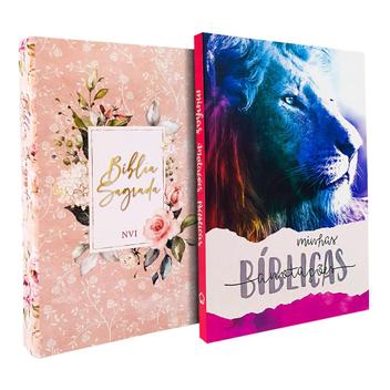 Kit Bíblia Sagrada NVI Capa Dura Flores Rosa + Caderno Anotações ...