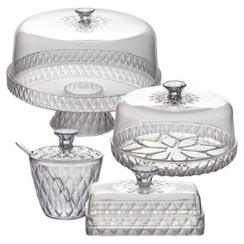 Kit boleira com pé, queijeira, açucareiro e manteigueira de plástico ...