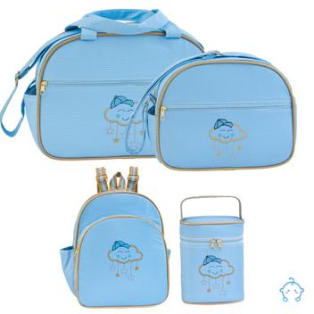 Kit Bolsa Maternidade Completo Azul Saída Bebê Menino - Merver - Kit ...