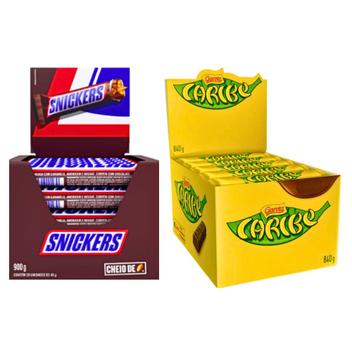 Kit Bombom Caribe Banana + Chocolate Snickers - 1cx de Cada - Garoto ...