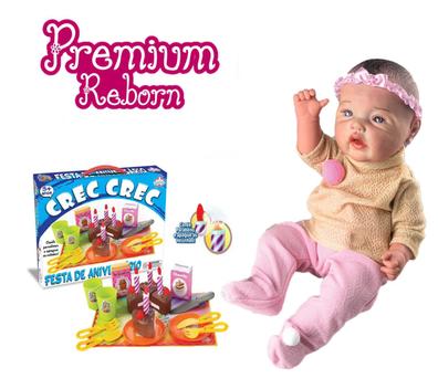 Kit Boneca Bebê Reborn Faz Aniversário C/ Peças e Apaga Vela - Milk ...