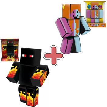 Kit Boneco Minecraft Athos Youtuber 25Cm + Boneca Mana 25cm Youtuber ...