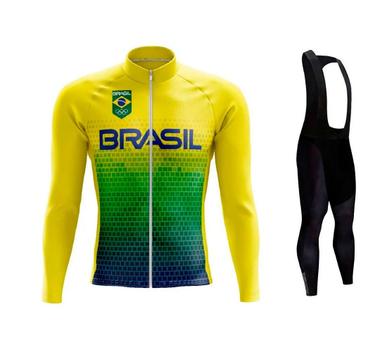 Kit Bretelle Camisa Manga Longa Ciclismo Brasil Dryfit Gel - Decole ...