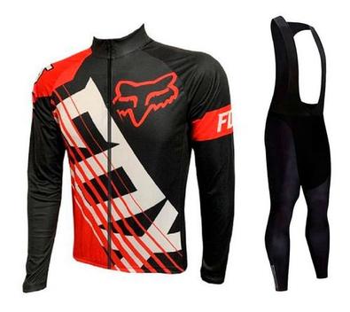 Kit Bretelle Gel Camisa Longa Ciclismo Fox Dryfit Bike Uv50+ - Decole ...