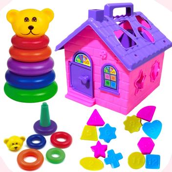 Kit Brinquedo Educativo 1 Ano Menino Menina Casinha Ursinho - Pica Pau ...
