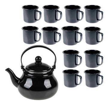 Kit Bule Preto 1,5l + 12 Canecas Esmaltada 350ml Preta - Kadê - Bules ...