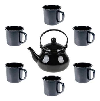 Kit Bule Preto 1,5l + 6 Canecas Esmaltada 350ml Preta - Kadê - Bules ...