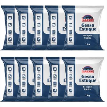 Kit C/10 Gesso Estuque Secagem Rapida Artesanato 1kg Lacxe - Argamassa ...