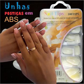 Kit c/ 100 Unhas Tips postiça Realista Faça tipo Francesinha Natural ...