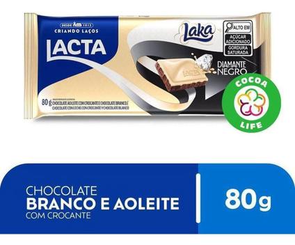 Kit c/ 12 Barra Chocolate Branco Laka Diamante Negro 80g - Lacta ...