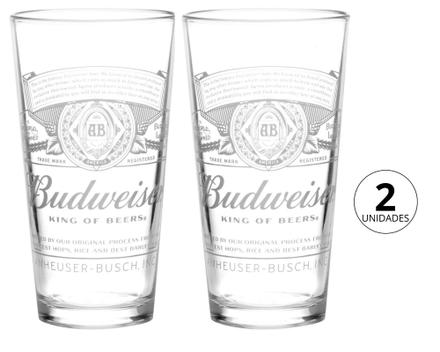 Kit C 2 Copo Budweiser 350ML modelo Branco - Novo Original - Copos ...