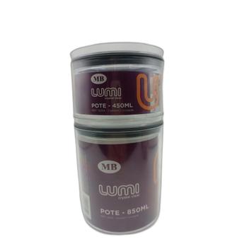 Kit c/2 pote hermetico 450ml e 850ml lumi redondo cristal - PLASTICOS MB - Pote - Magazine Luiza