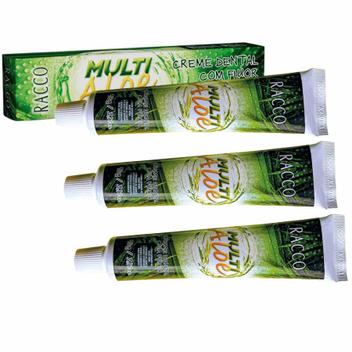 Kit c/ 3 Creme Dental com Flúor Multi Aloe Vera Racco 90g - Creme e Gel ...
