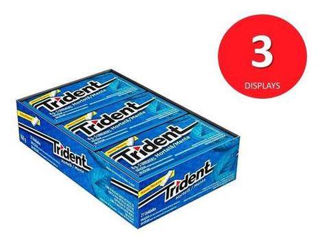 Kit C/3 Displays Trident Hortelã/menta 21 Unidades - Chicletes e Gomas ...