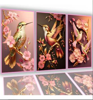 Kit C/ 3 Peças Quadros Beija Flor Gold Luxo" - Iron Tech - Quadro ...