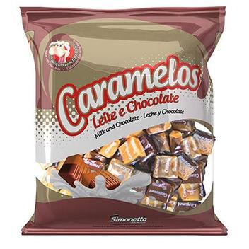 Kit c/ 4 Bala Caramelo Sabor Leite Com Chocolate Simonetto - Balas ...