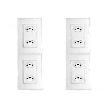 Kit C/4 - Conjunto Ilumi Vivaz Branco Com Placa 2 Tomadas... - Tomadas ...