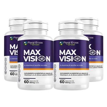 KIT C/4 Max Vision 60 Cáps Luteína Zeaxntina Vitamina A C Zn - Floral Ervas do Brasil - Colágeno ...