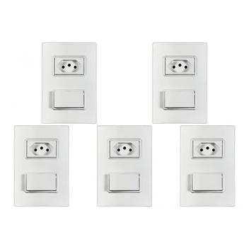 Kit C/5 - Conjunto Ilumi Vivaz Branco Com Placa 1 Simples... - Tomadas ...