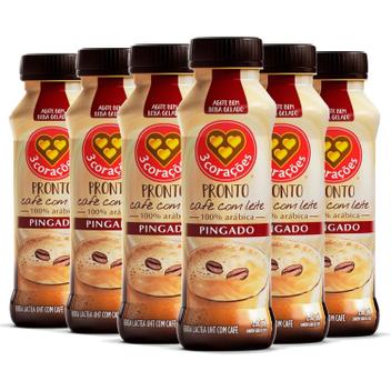 Kit c/ 6 Bebida Láctea 3 Corações Cappuccino Pingado 260ml - Bebida ...