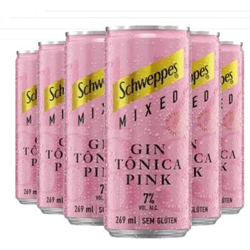Kit c/ 6und Gin Tônica Pink SCHWEPPES Lata 269ml - Gin - Magazine Luiza