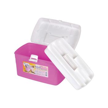 Kit C/9 Maleta Plástica Rosa Organizadora Bella Brasami - Pasta ...