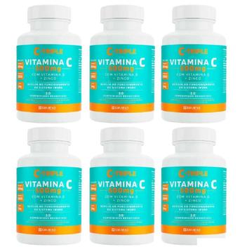 Kit C-Triple Vitamina C 500mg Com 6 Potes De 30 Comprimidos Cada ...