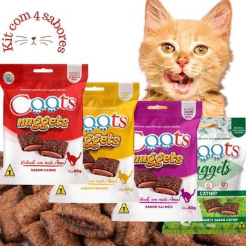 Kit Caats Nuggets para Gatos 4 Sabores Irresistíveis 40g cada Petiscos ...