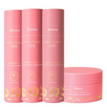 Kit Cachos Shampoo, Condicionador, Creme de Pentear e Máscara - Dhonna Ideal para Cachos ...
