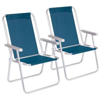 Kit Cadeira de Praia Alumínio Alta Conforto Mor Sannet Azul 2 Unidades ...