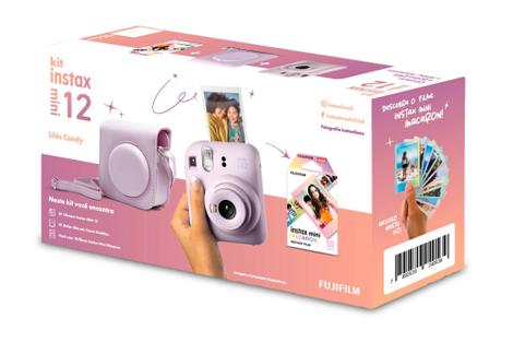 Kit Câmera Instantânea Fujifilm Instax Mini 12 Lilás + Pack 10 filmes Macaron + Bolsa Lilás ...