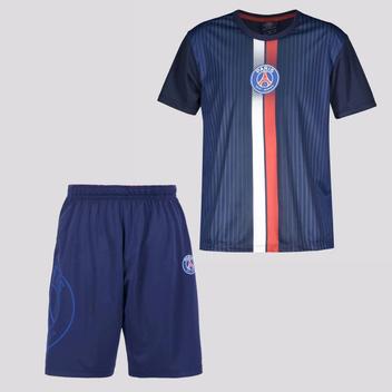 Kit Camisa e Calção PSG Infantil Azul - Braziline - Uniforme de Futebol ...