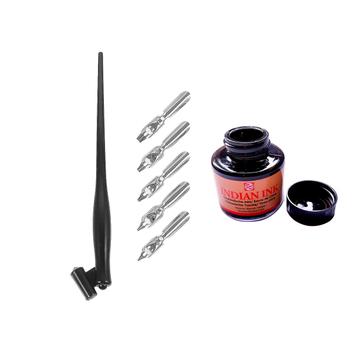 Kit Caneta Bico de Pena Cabo Obliquo para Caligrafia Lettering 5 penas ...