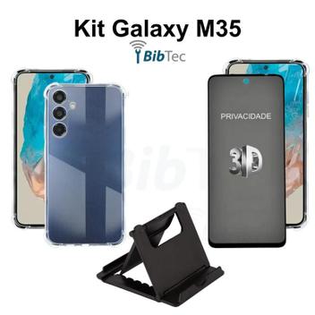 Kit Capinha Anti Choque + Película 3D de Vidro Privacidade + Suporte de ...