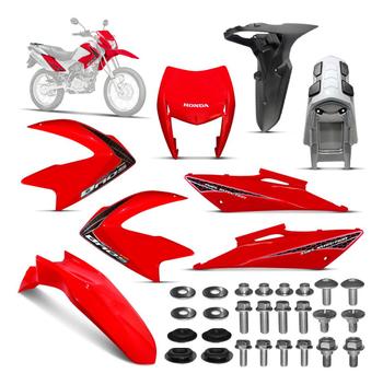 Kit Carenagem Bros 150 Vermelha 2009 Esd com Adesivos + Parafusos ...