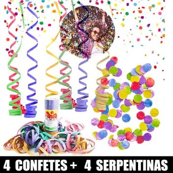 Kit carnaval 4 serpentinas + 4 confetes coloridos festa folia - loja do ...