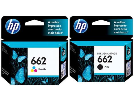 Kit Cartucho de Tinta HP 662 Preto - Original + Cartucho de Tinta HP ...