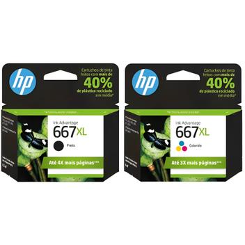 Kit Cartuchos Originais HP 667 XL Preto + XL Color 2376 2776 - Cartucho ...